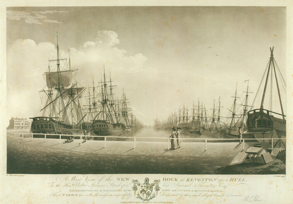 Robert Thew, A West View of the New Dock at Kingston upon Hull, 1786 ...